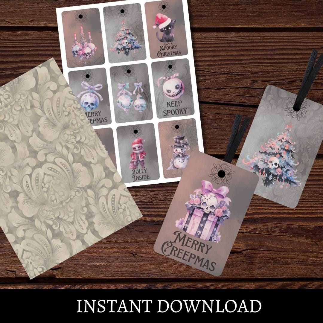 Gothic Spooky Christmas Gift Tags, Spooky Christmas Gift Cards ...