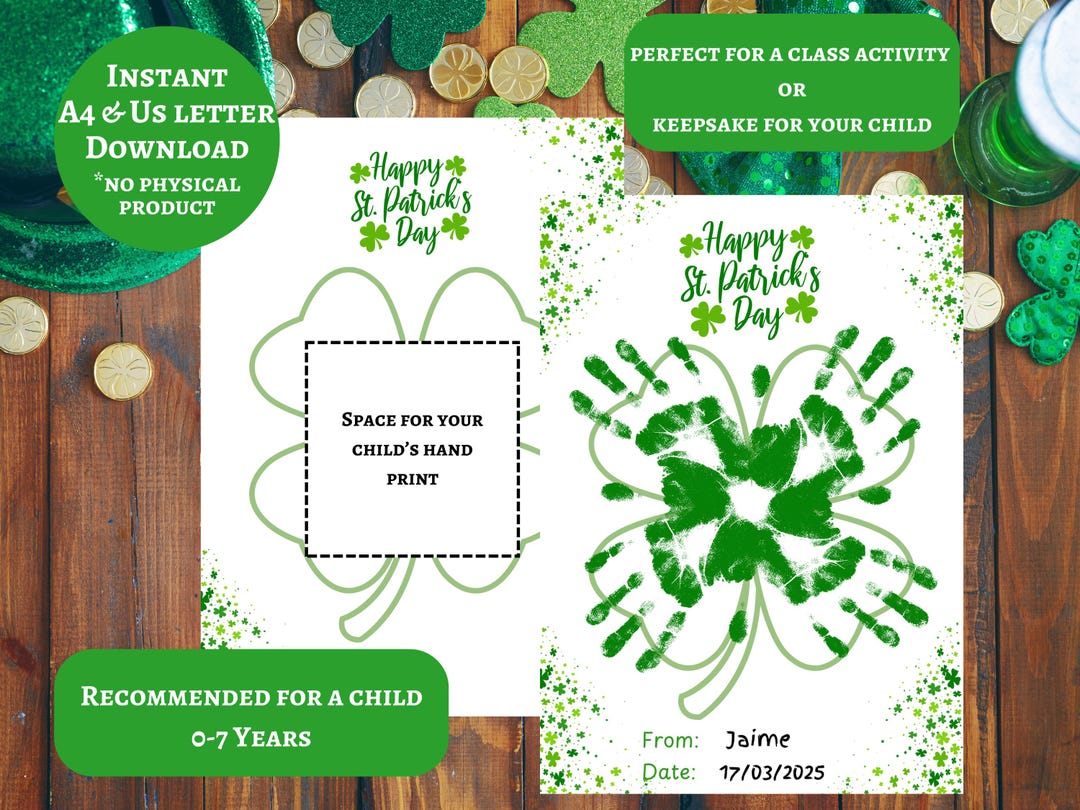Clover St Patricks Day Handprint Craft, Activity Printable, Baby ...