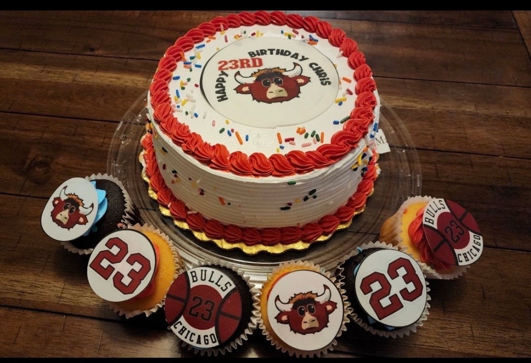 Chicago Bulls Cupcake Toppers , Edible Cupcake Toppers Benny the Bull ...