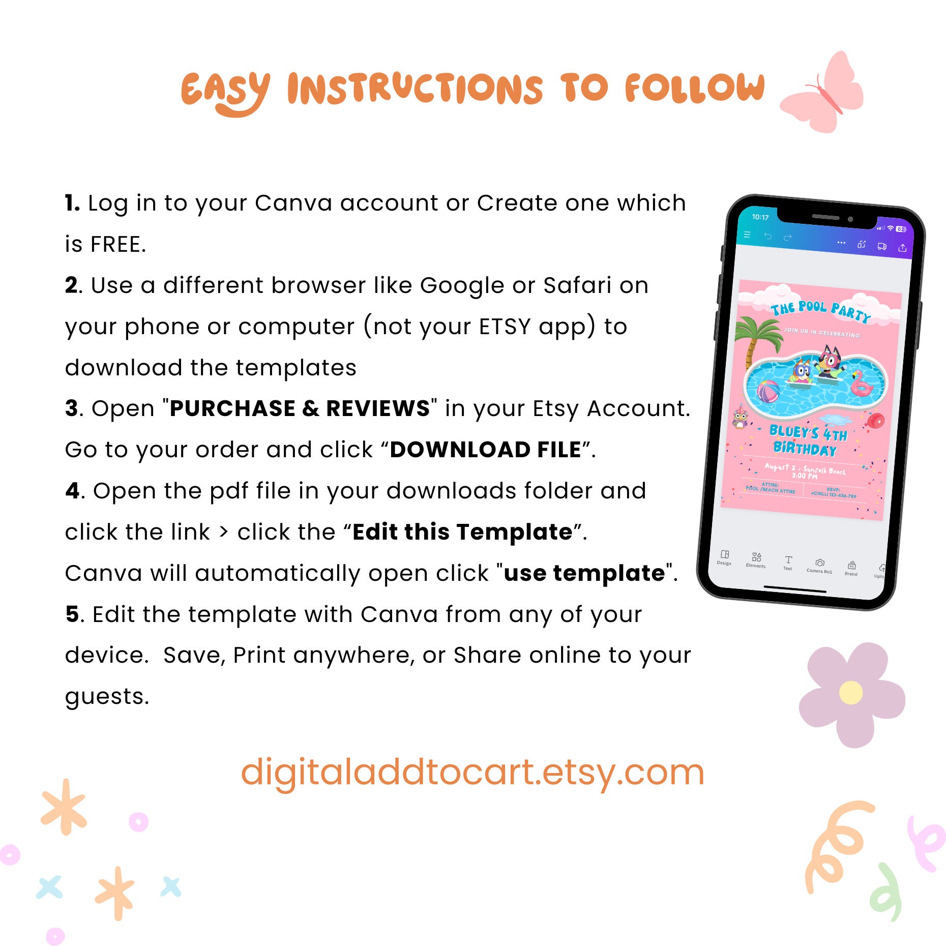 Editable Bluey Welcome Sign for Girl Birthday Party Digital Template - Etsy