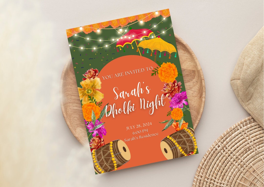 Dholki Invitation Muslim Dholak Night Digital Invite - Etsy