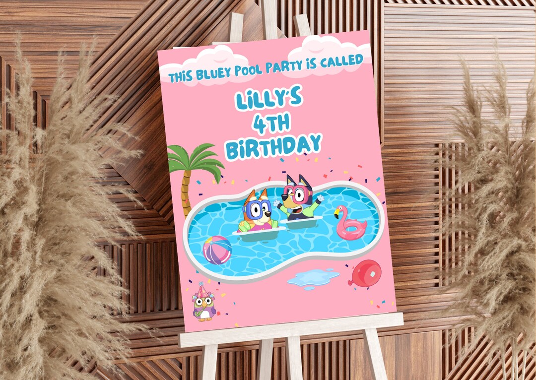 Editable Bluey Welcome Sign for Girl Birthday Party Digital Template - Etsy