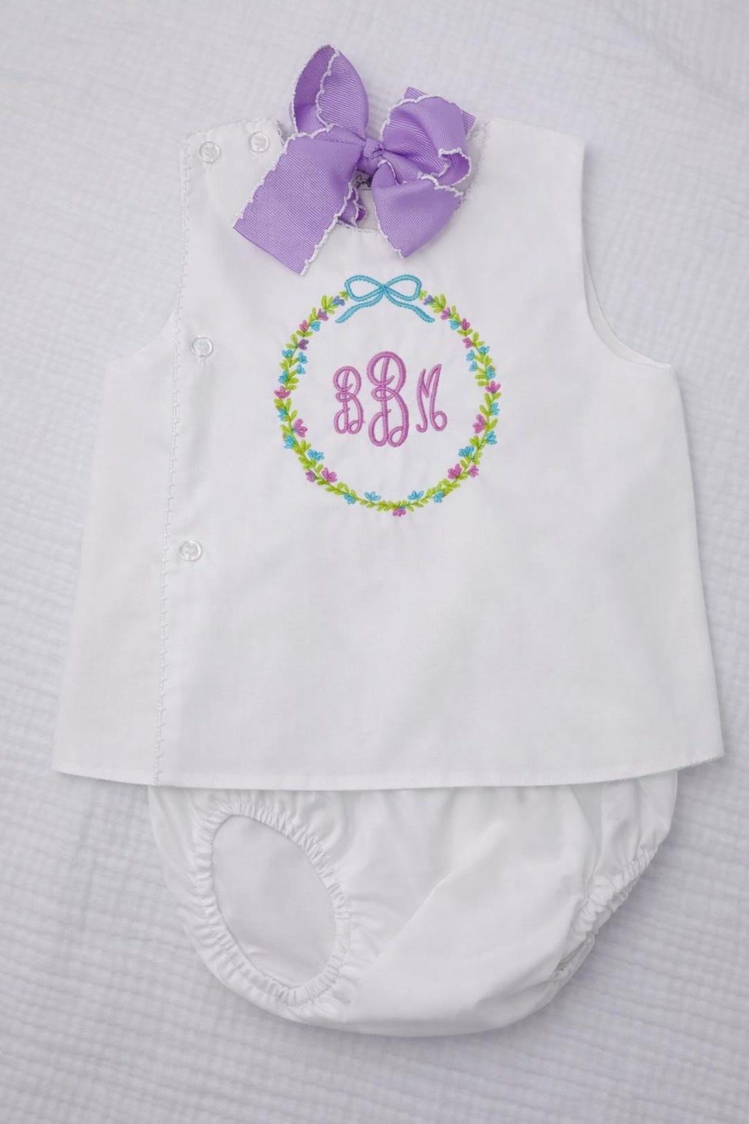Personalized Baby Diaper Set, Monogrammed Baby Outfit, Embroidered ...