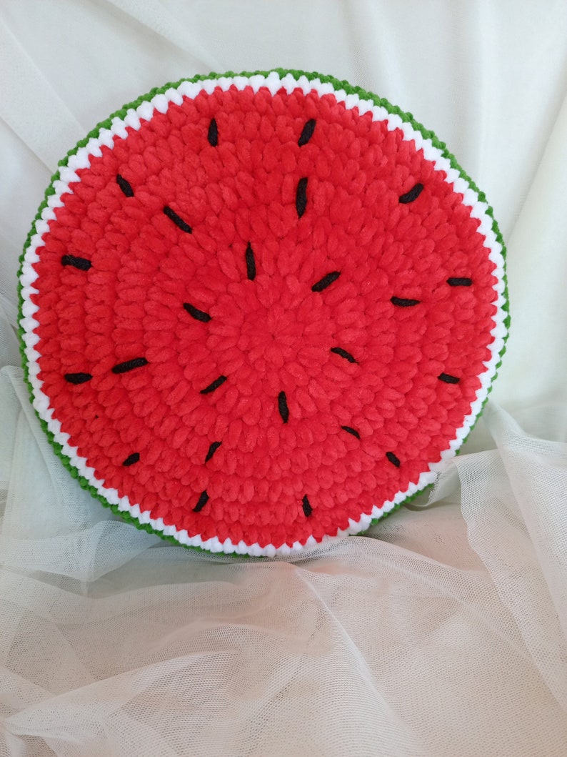 Watermelon Pillow, Crochet Watermelon, Watermelon, Watermelon Decor ...