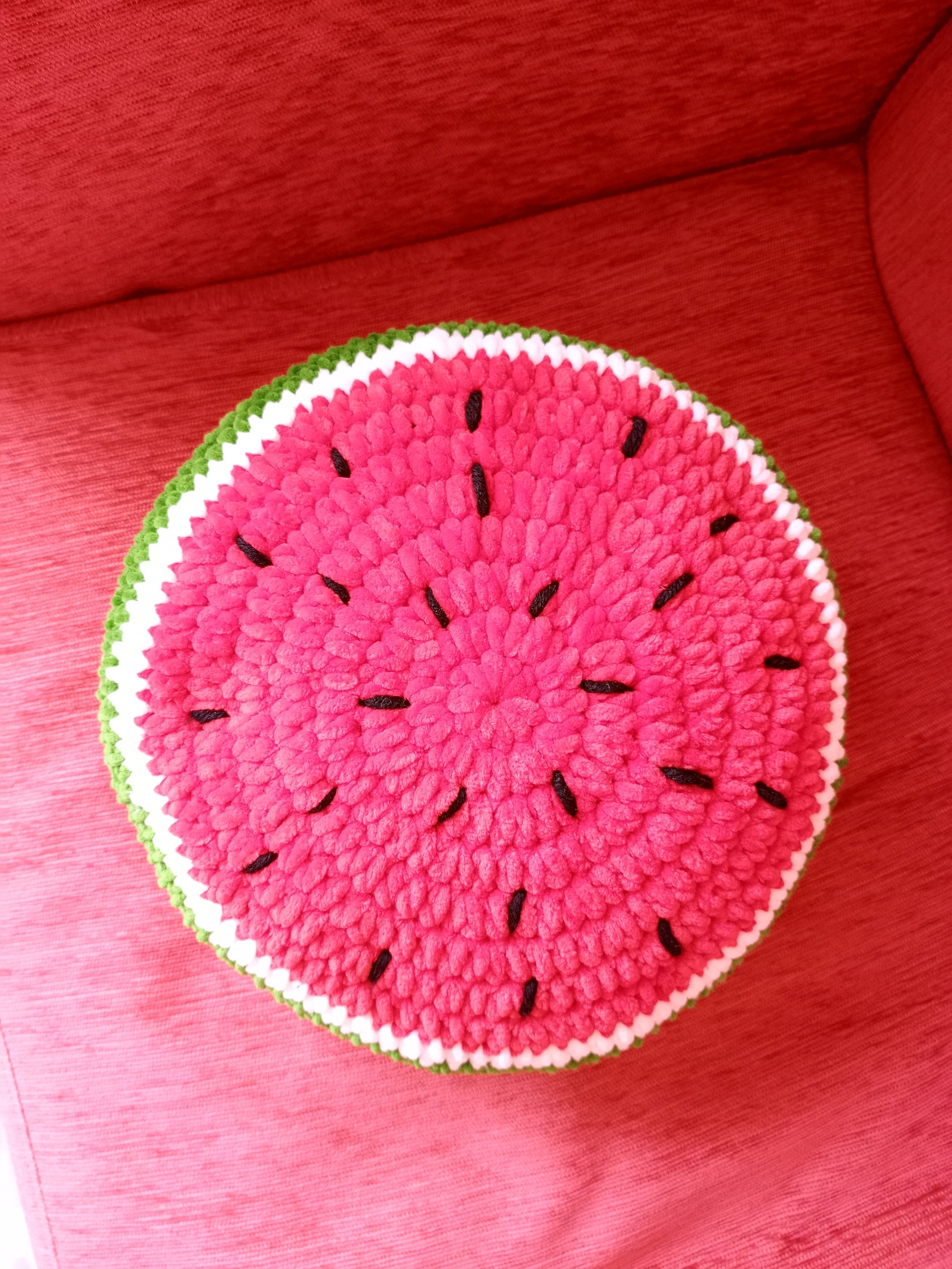 Watermelon Pillow Crochet Watermelon Watermelon Plushie Watermelon ...
