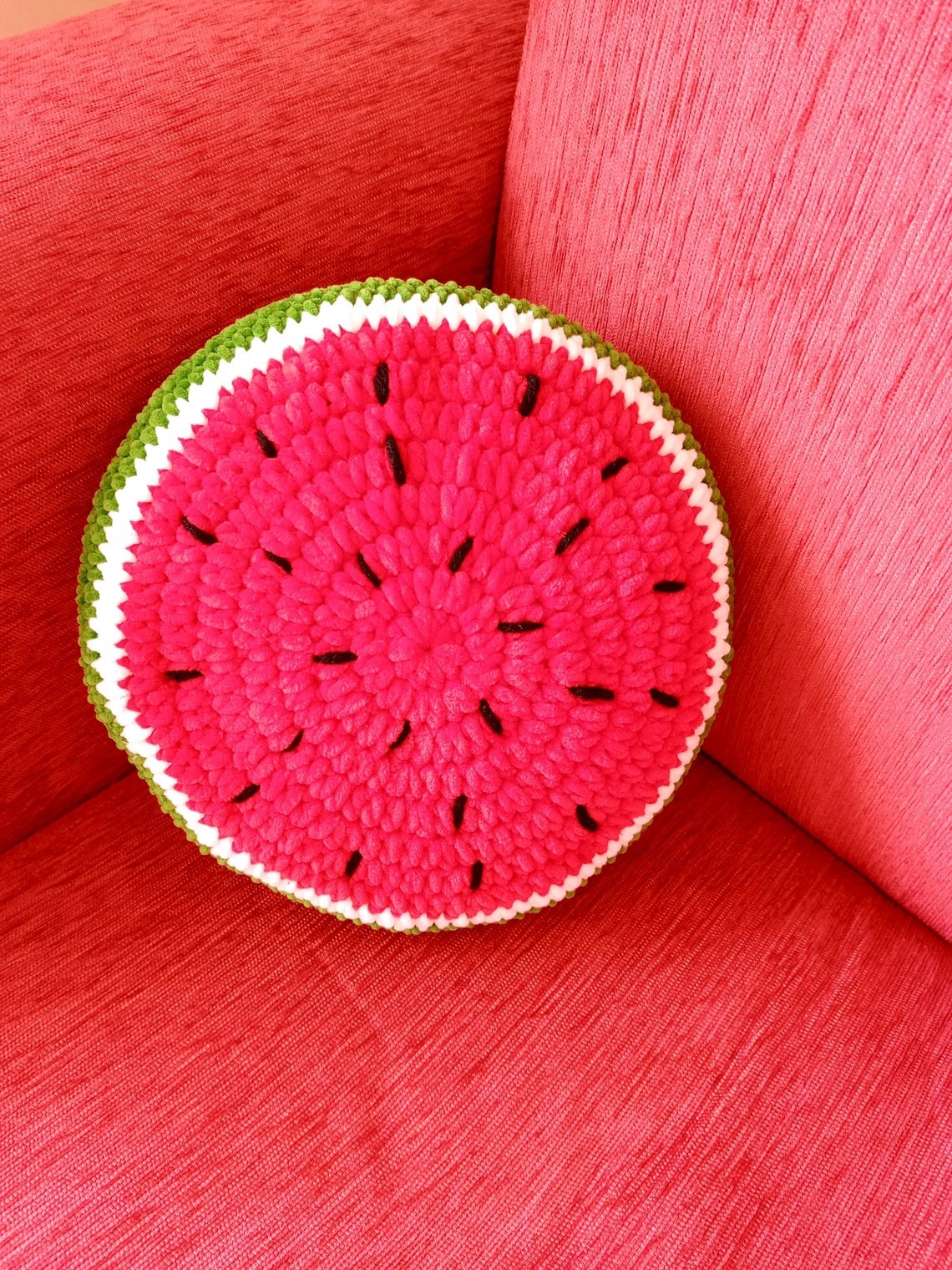 Watermelon Pillow Crochet Watermelon Watermelon Plushie Watermelon ...