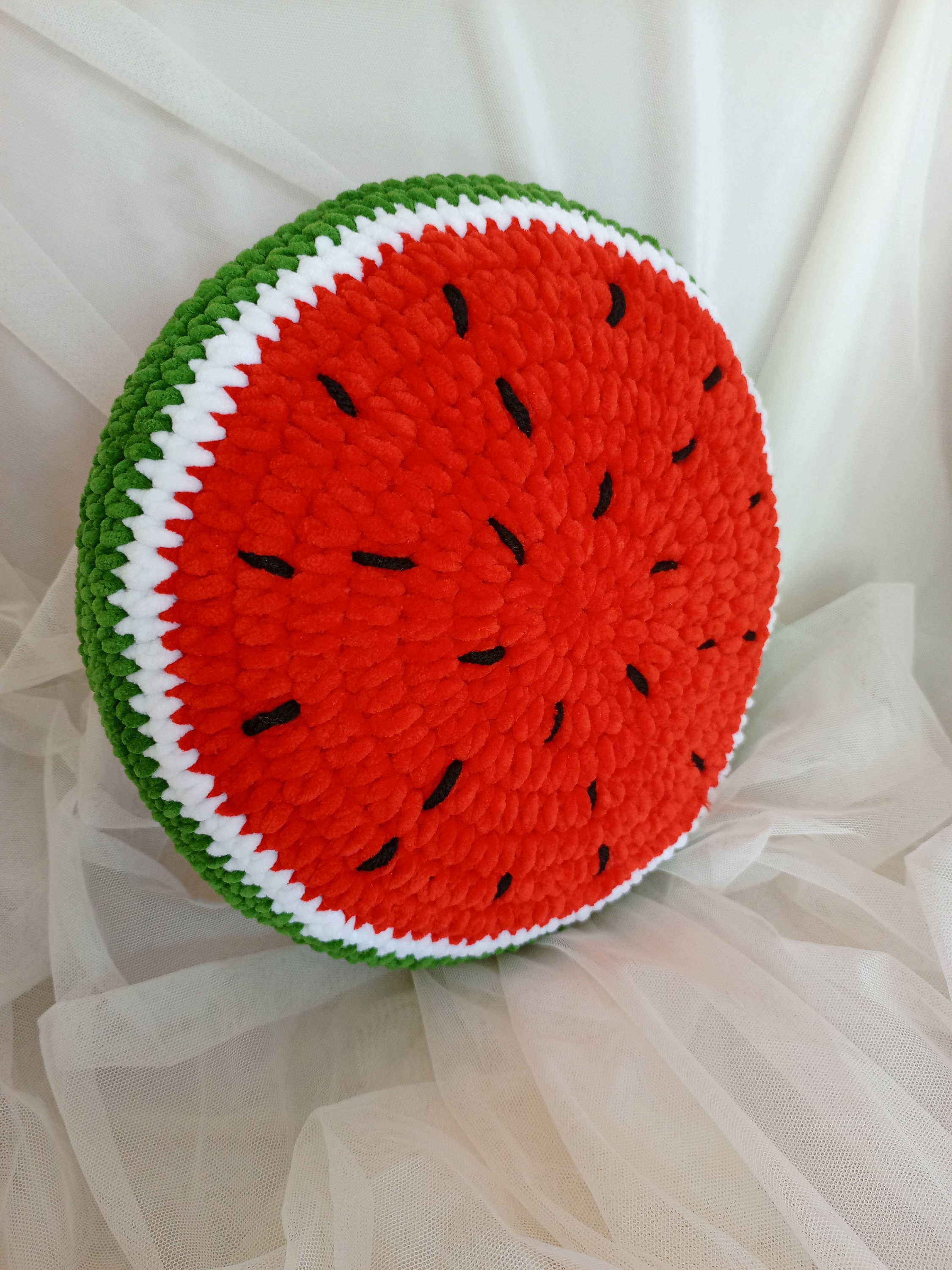Watermelon Pillow Crochet Watermelon Watermelon Plushie Watermelon ...