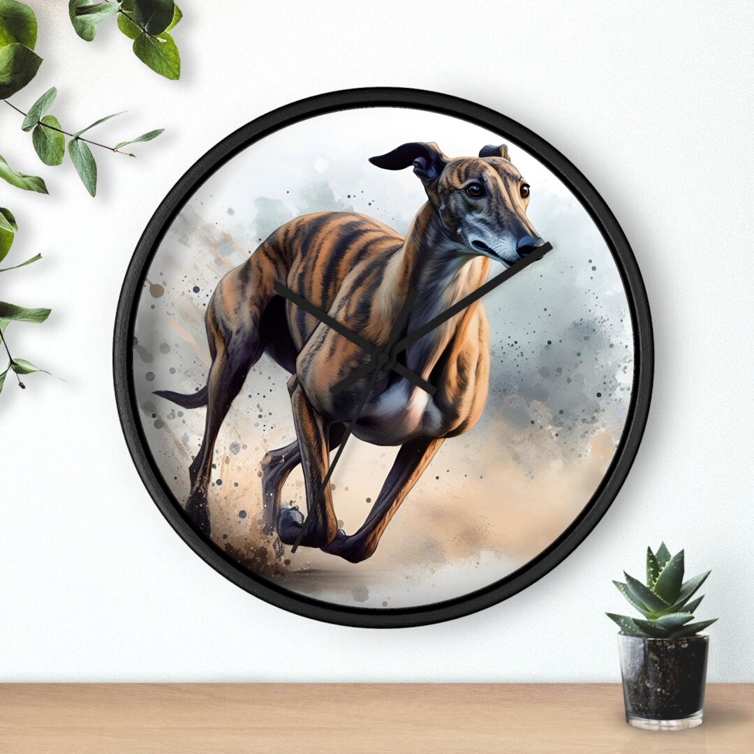 Watercolor Brindle Greyhound Wall Clock - Etsy