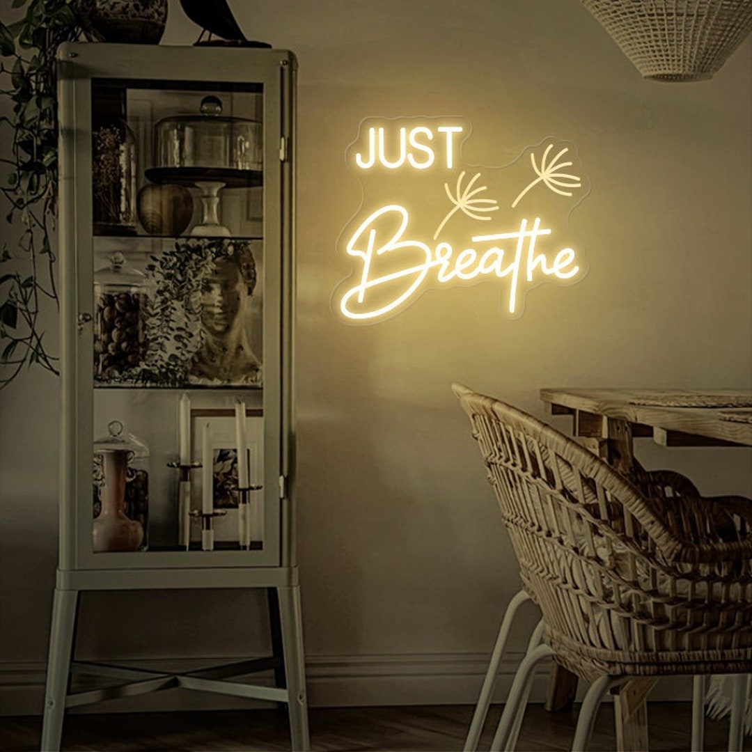 Just Breathe Neon Sign Flying Dandelion Neon Light Bedroom Aesthetic ...