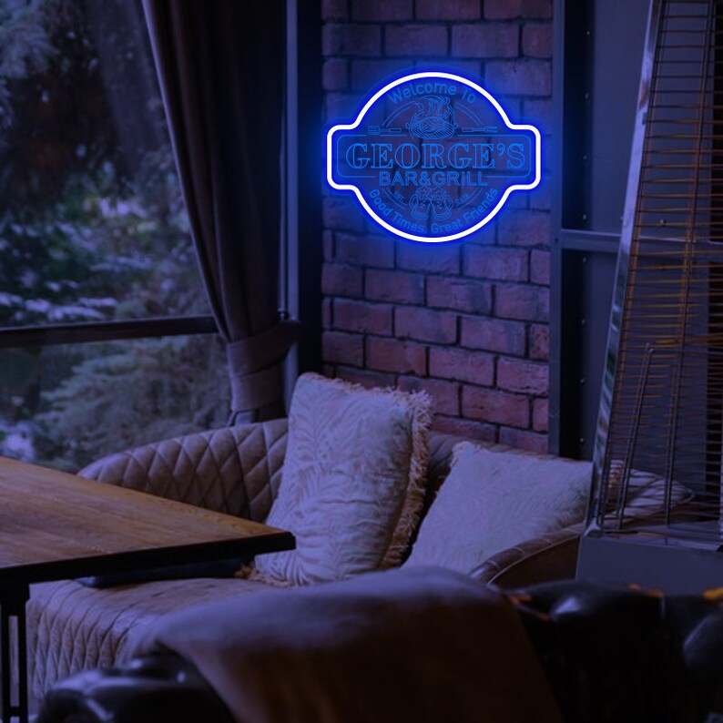 Personalized Beer Bar and Grill Neon Signs, Custom Barbeque BBQ Welcome ...