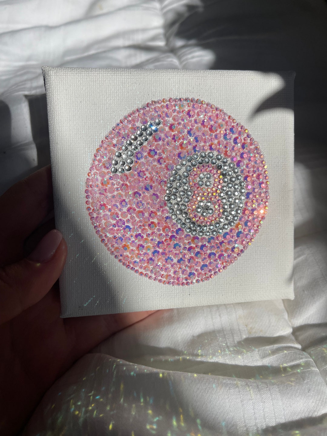 Pink 8 Ball Bedazzled Canvas - Etsy