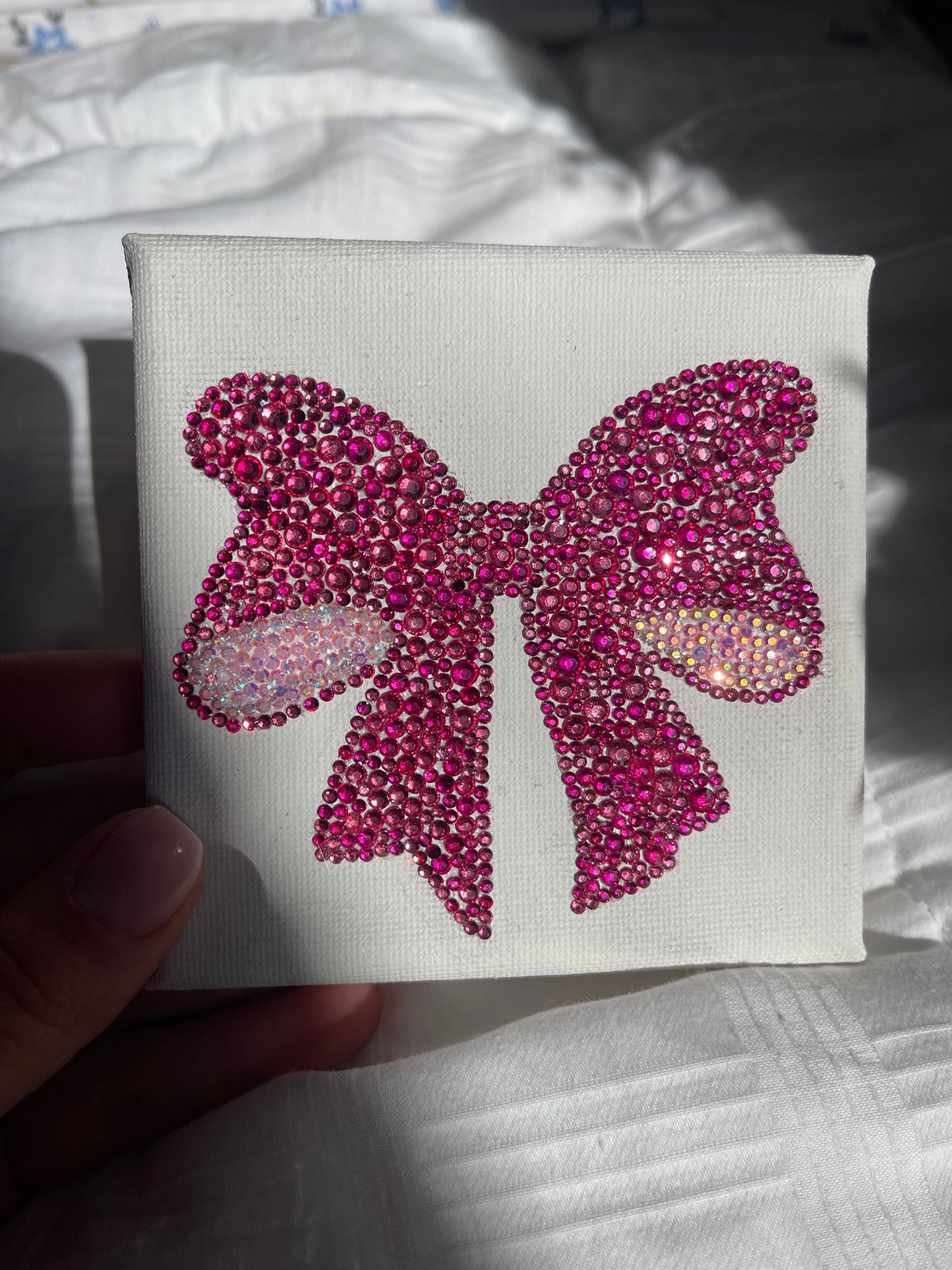 Bedazzled Hot Pink Croquette Bow Canvas - Etsy