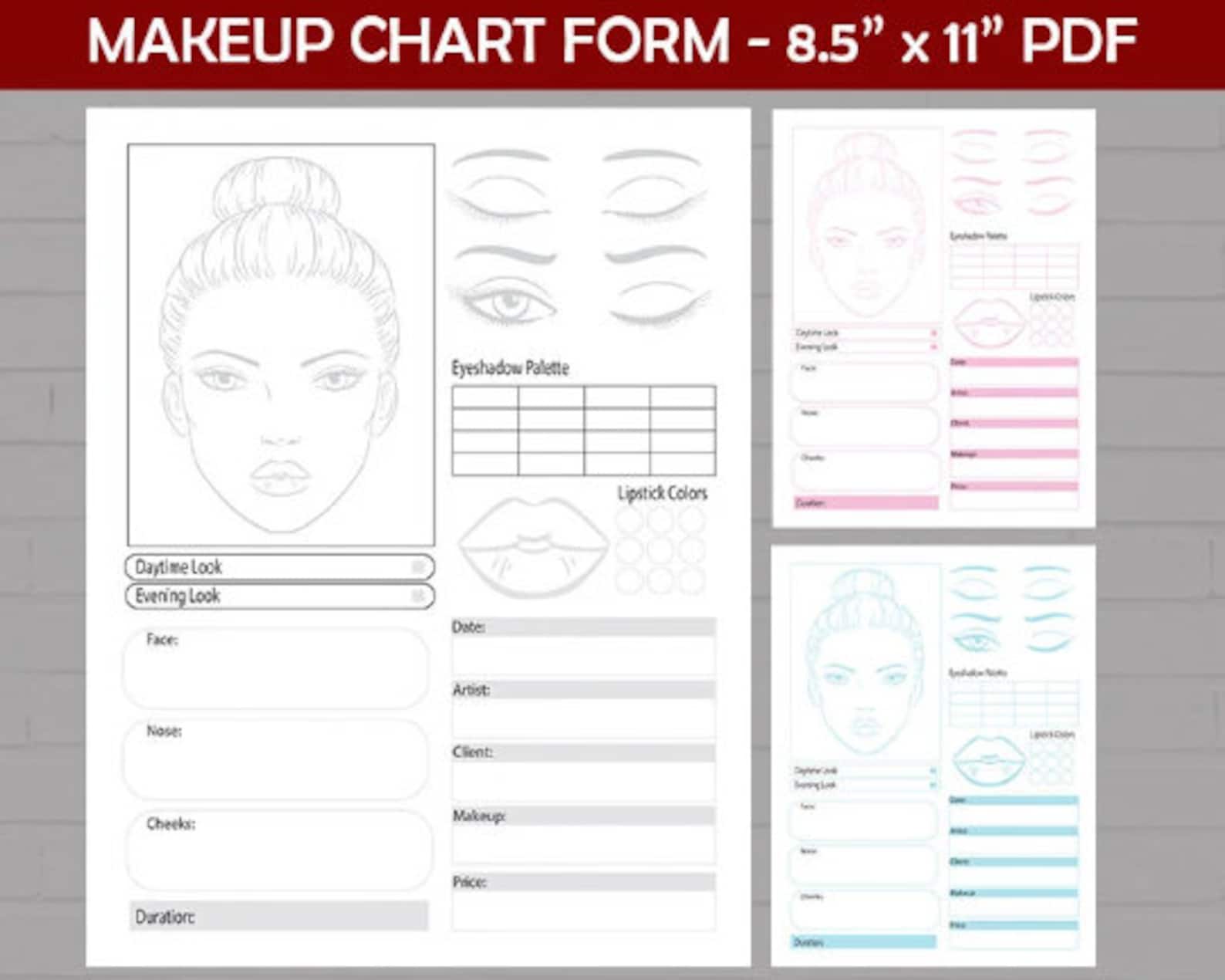 Makeup Face Charts Printable PDF, Blank Makeup Face Template to Print ...