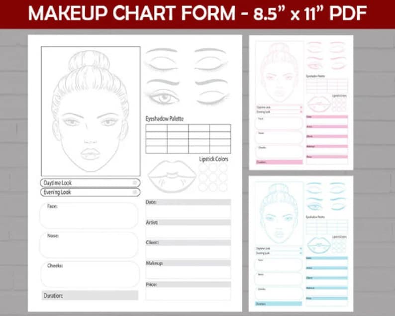 Makeup Face Charts Printable PDF, Blank Makeup Face Template to Print ...