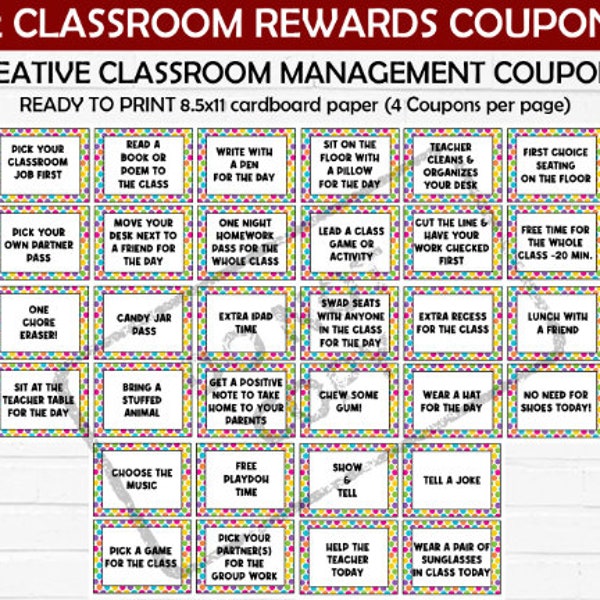 Classroom Coupons - Etsy