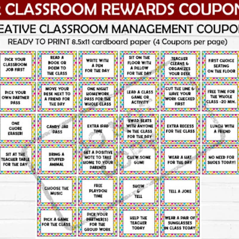 Classroom Coupons - Etsy