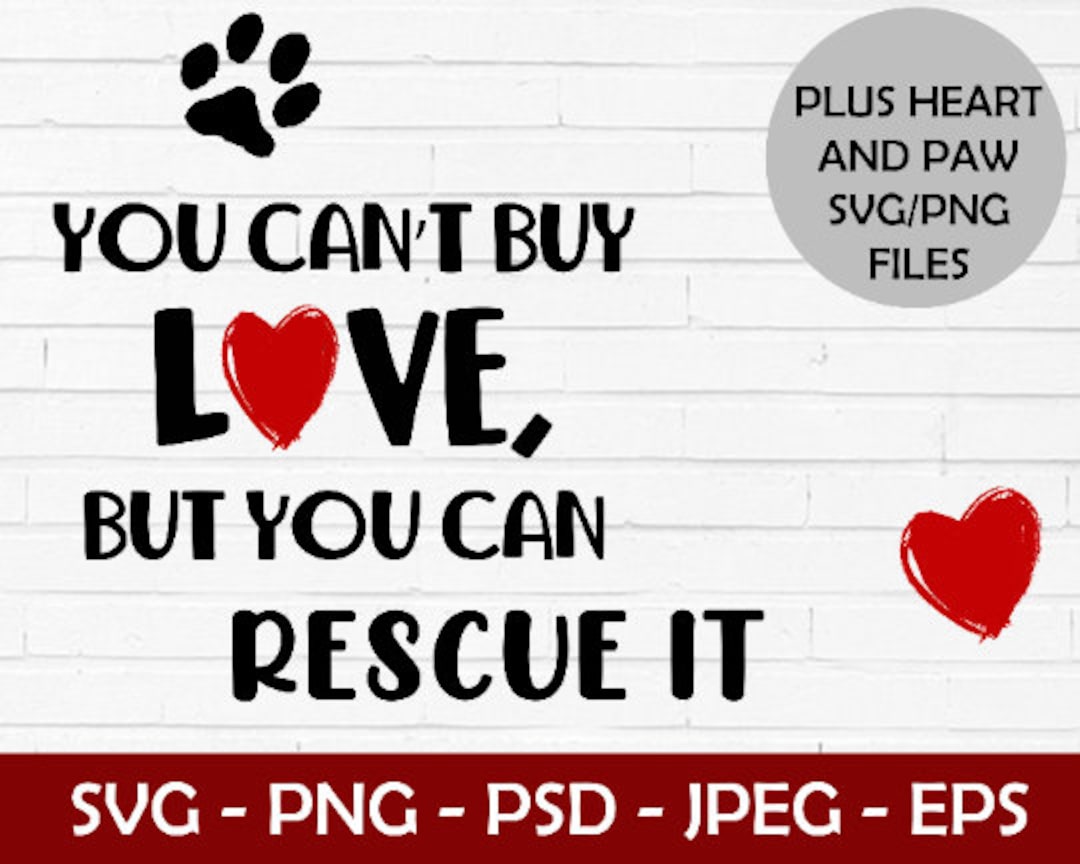Rescue Dog Themed SVG + Heart & Paw Svg Files, Personalized Gift T ...