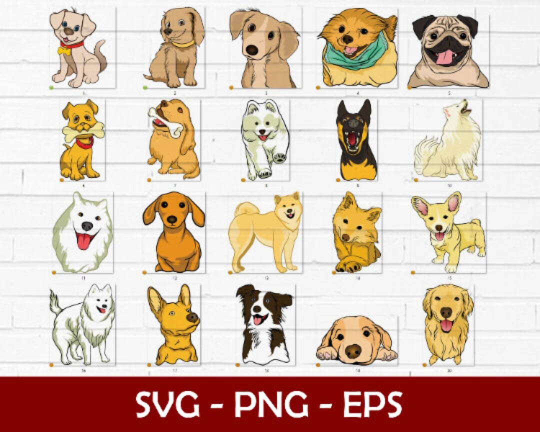 20 Designs Cute Dog Cartoons SVG Bundle, Dog Svg, Funny Dog Svg, Animal ...