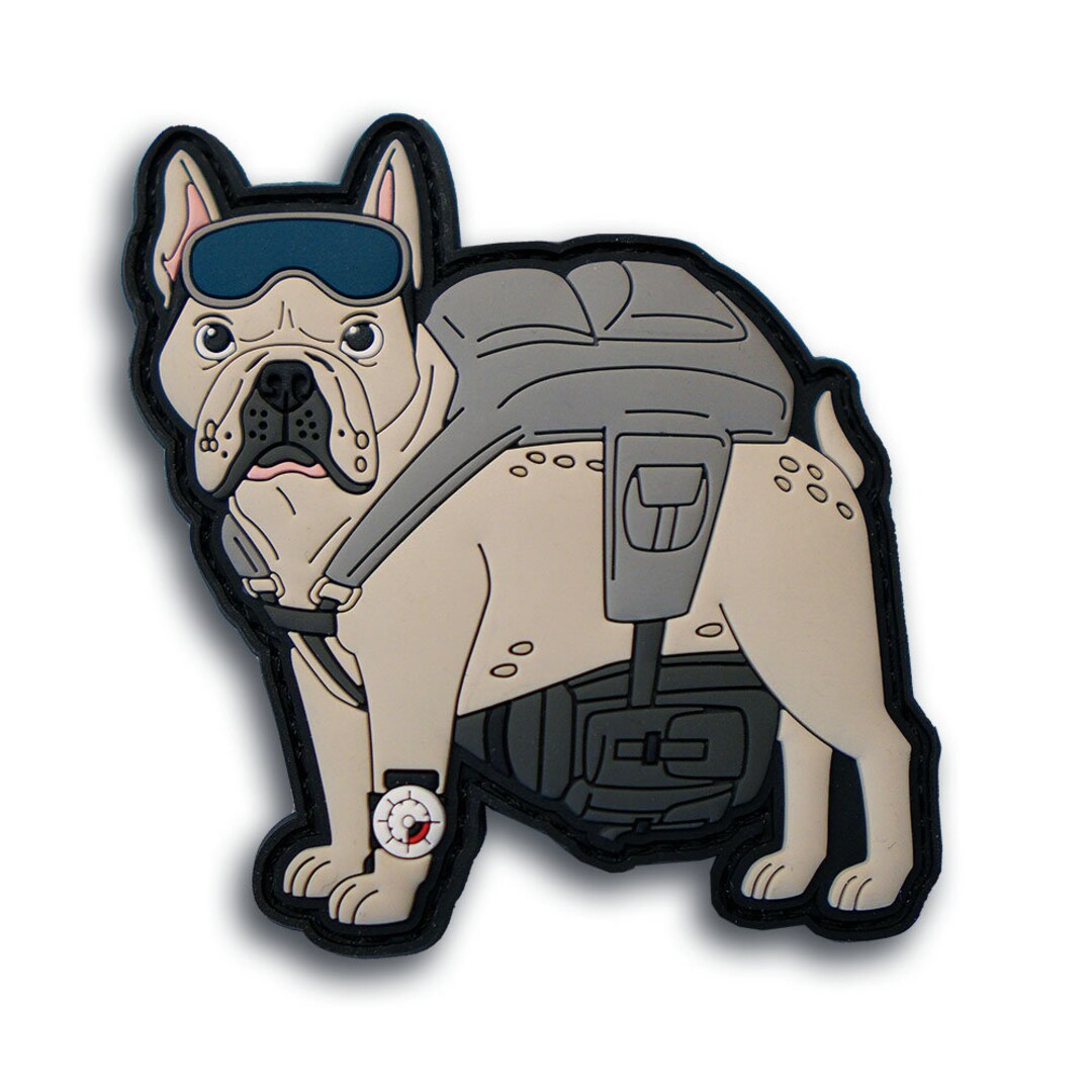 Frenchie the Paratrooper French Bulldog PVC Morale Patch Hook Backed ...