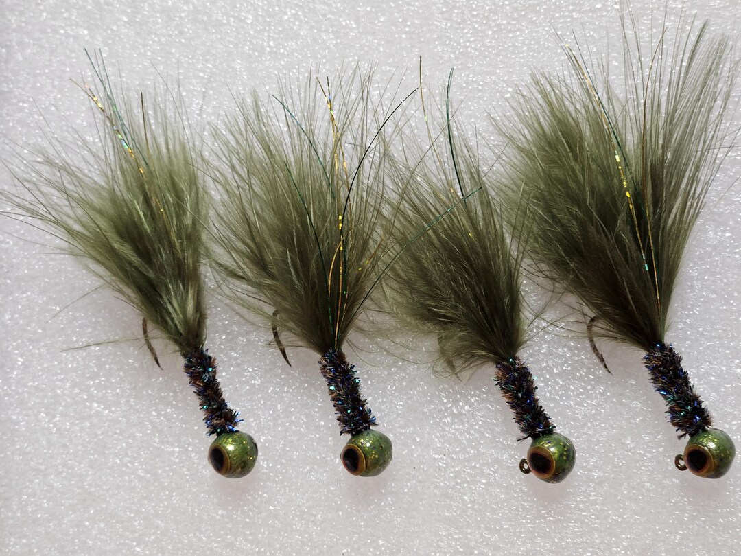 Handcrafted Bug-eyed Marabou Junebug Crappie Jigs - Premium Hand Poured ...