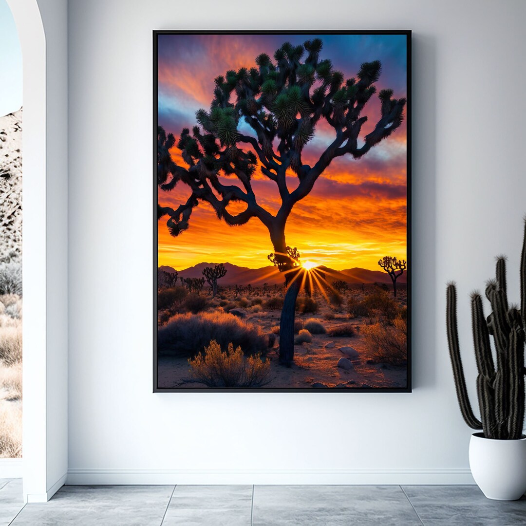 Joshua Tree Sunset Art Print | Desert Photography | Sunset Wall Decor ...