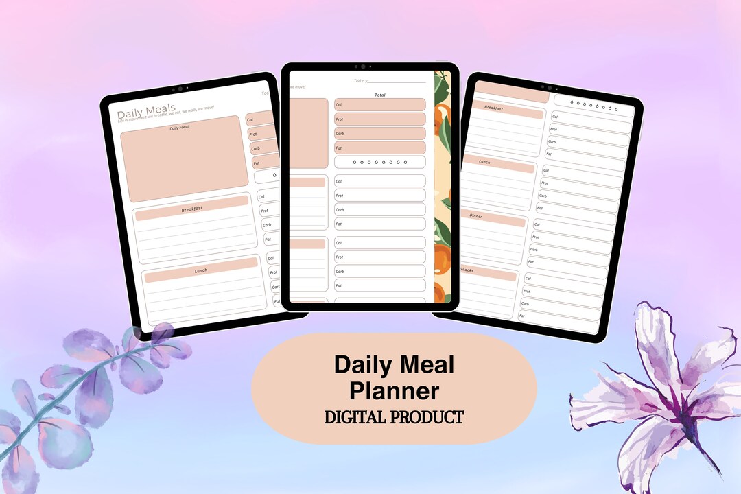 Daily Meal Planner Printable Daily Food Diary Meal Tracker Food Journal ...