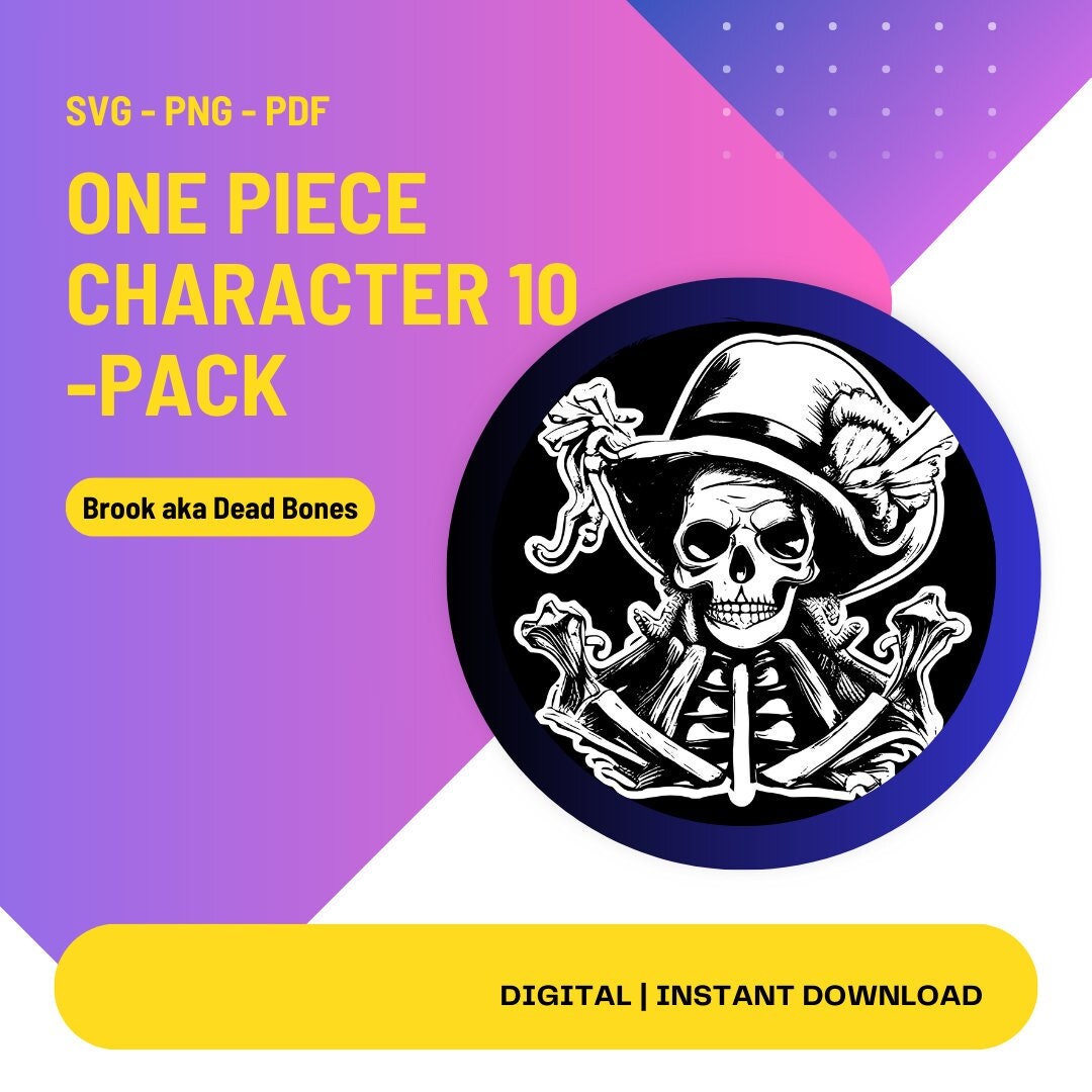 Brook Dead Bones One-piece Anime Svgs Clipart Ideal for Shirts, Mugs ...