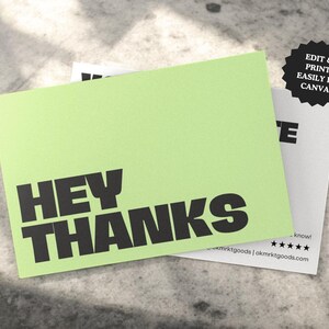 Minimalist Thank You Insert, Card Template, Editable Colorful Thank You ...
