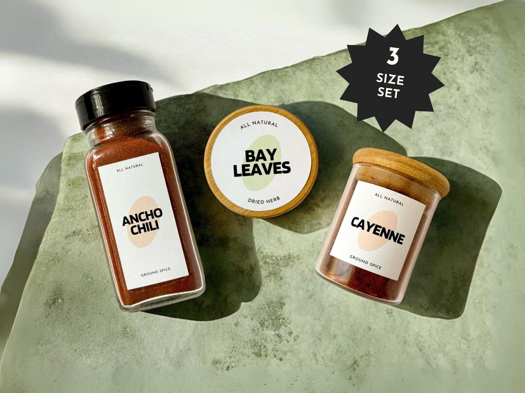 Bold Minimalist Spice Label Template SET, Pop Tone 3 Sizes + Print ...