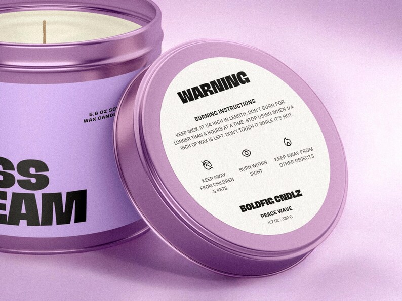 Editable Candle Warning Label Template, Custom Candle Safety Labels ...