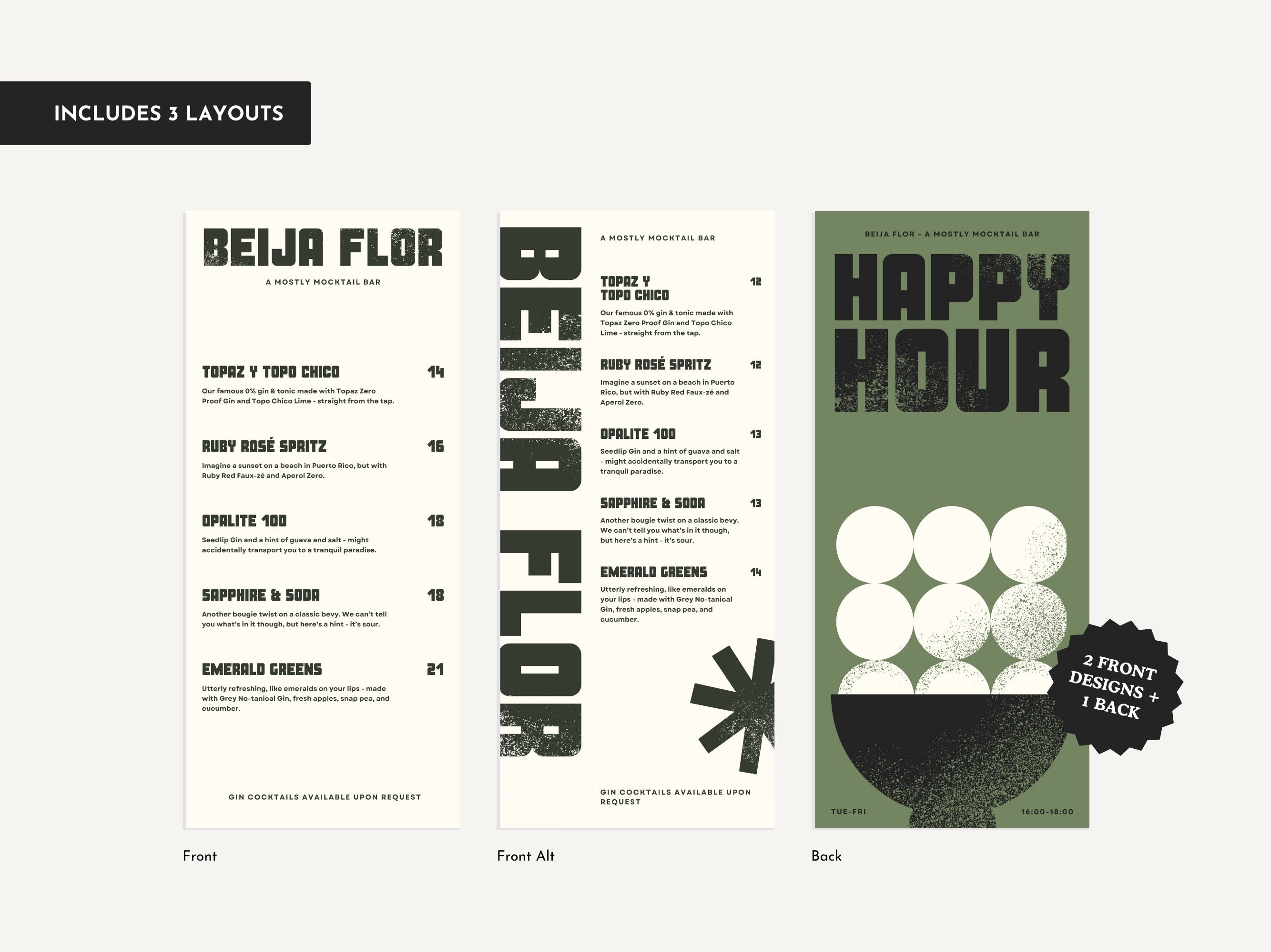 Bar Menu Template - Editable Canva Template - Modern Price List for ...