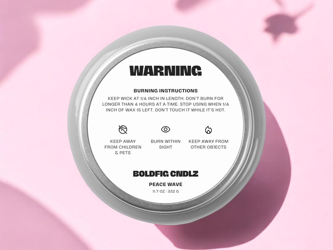 Editable Candle Warning Label Template, Custom Candle Safety Labels ...