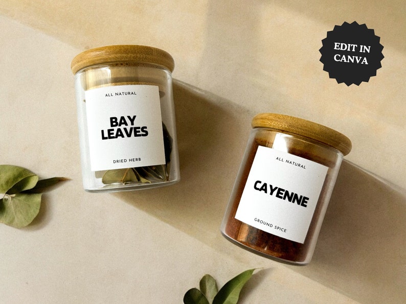 Bold Minimalist Spice Label Template SET, White 3 Sizes + Print Ready ...