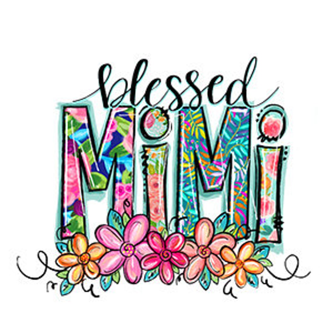 Floral Blessed Mimi PNG Digital Download - Etsy