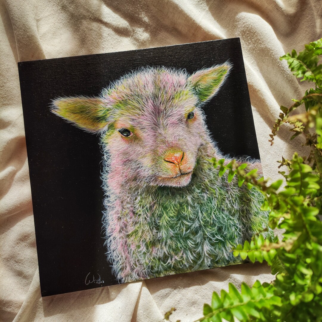 Acrylic Painting, Sheep Painting Original, Animal Acrylic Art fluffy ...