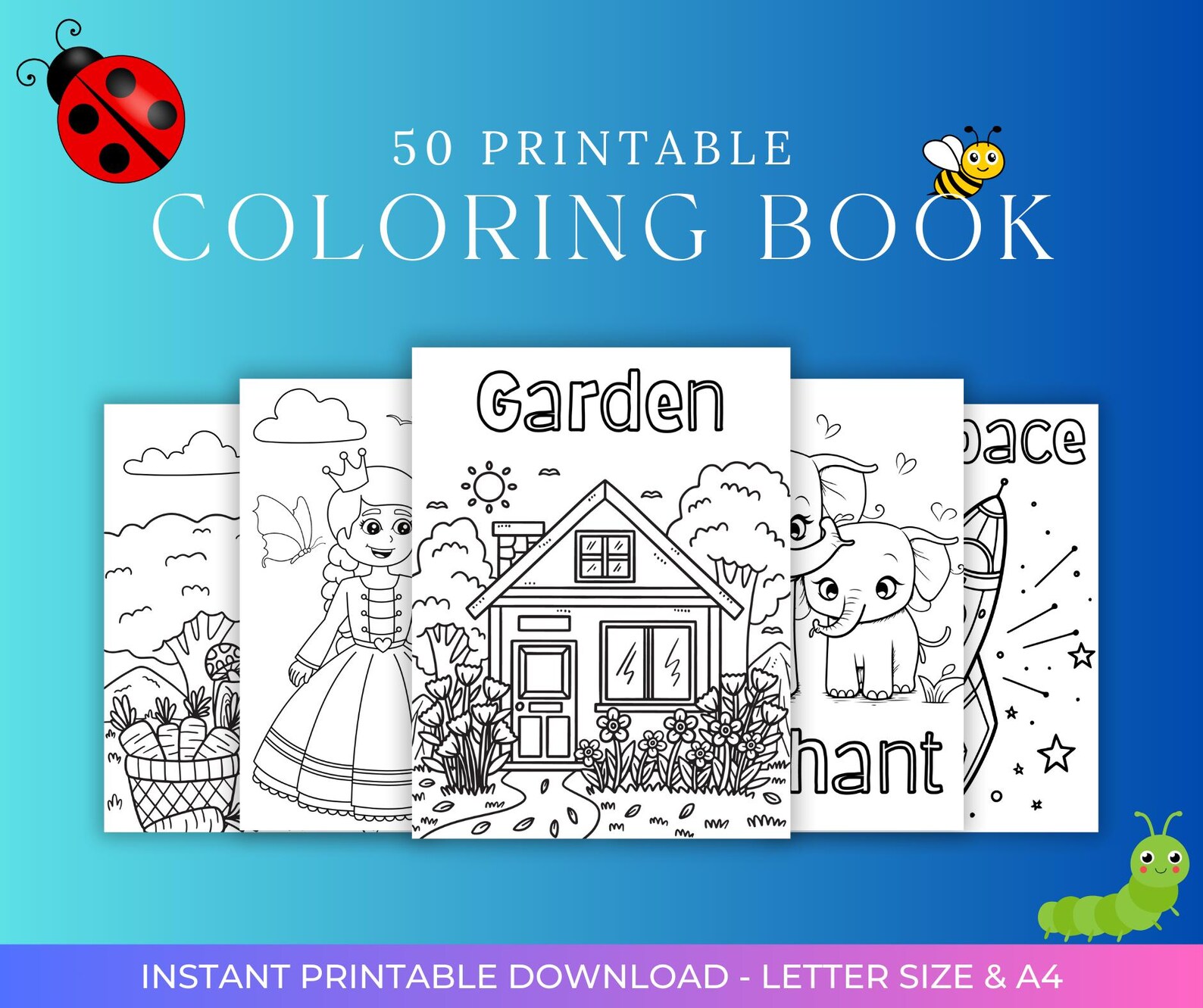 50 Easy Coloring Pages for Kids, Preschoolers Toddlers Coloring Book ...