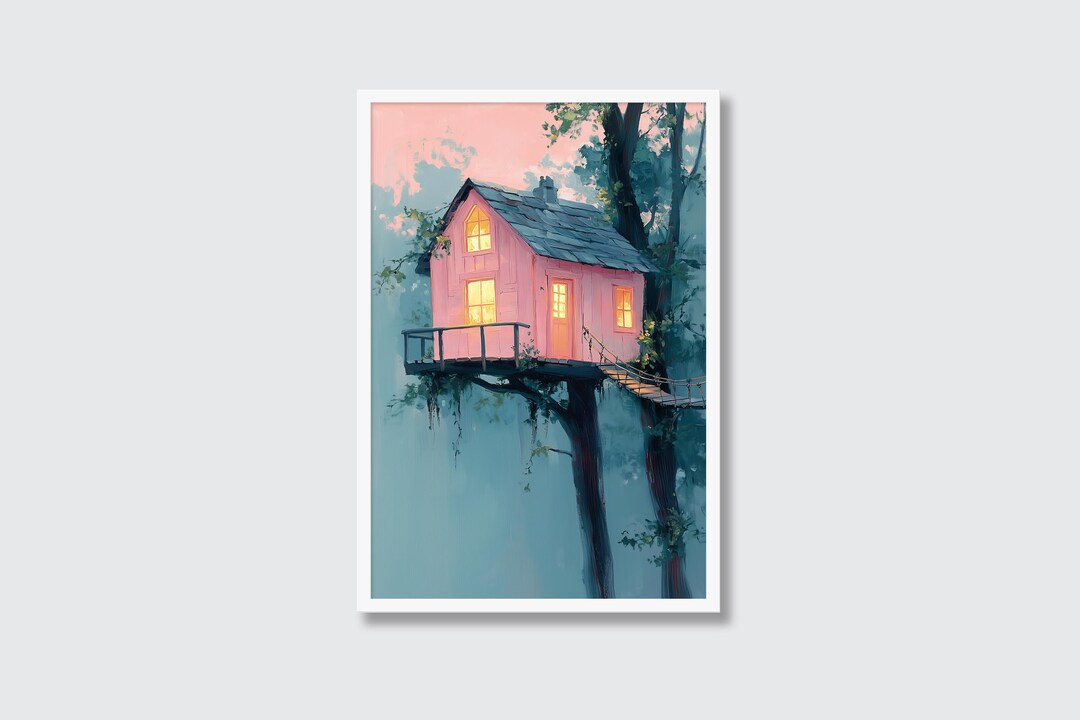 Cozy Pink Tree House Pastel, Forest Cottage, Dream House, Scenic ...