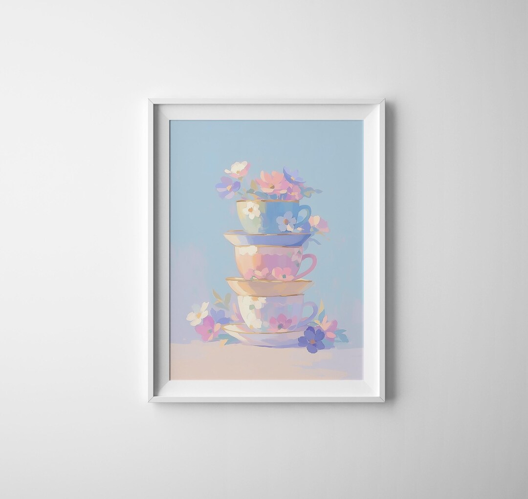Tea Cups Chinoiserie Wall Art Kitchen Wall Decor Coffee Wall Art ...