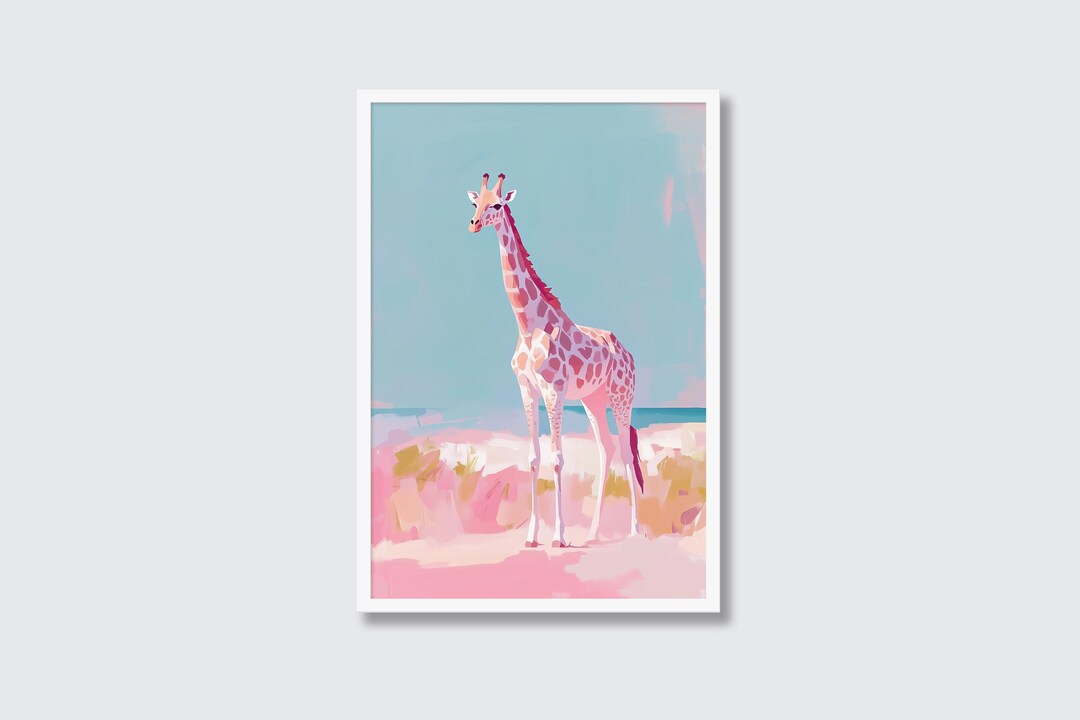 Playful Pastel Giraffe Art |cute Giraffe Print, Pastel Wildlife Art ...