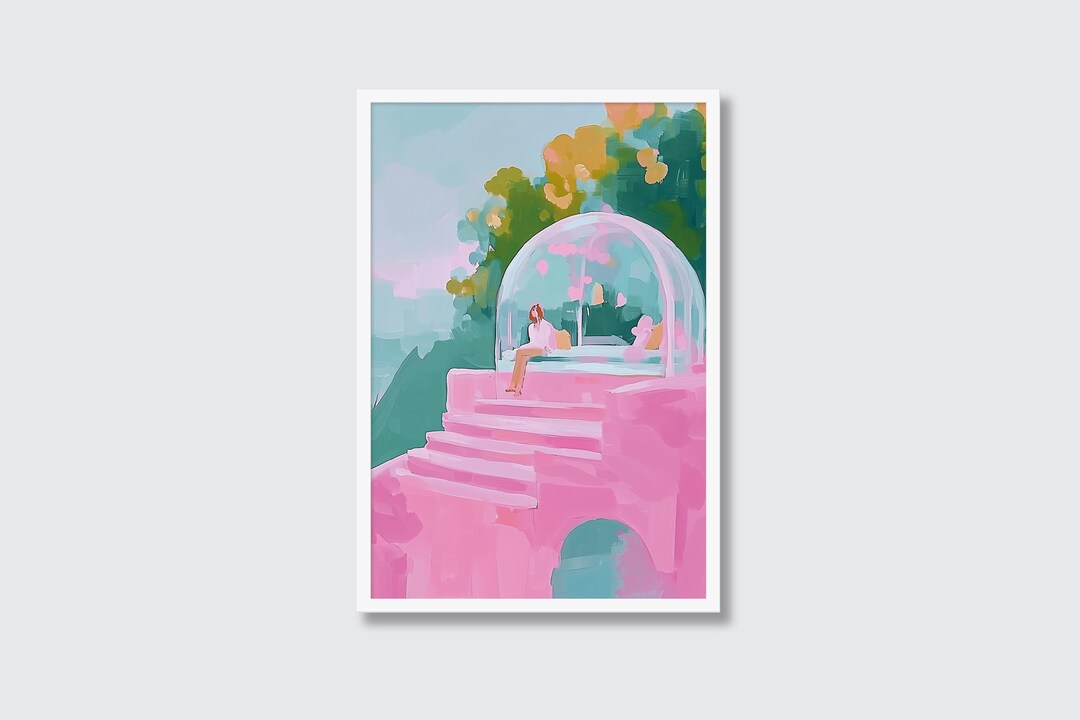 Pink Stair Case Art Stairway to Clouds | Stairway to Heaven, Heavenly ...