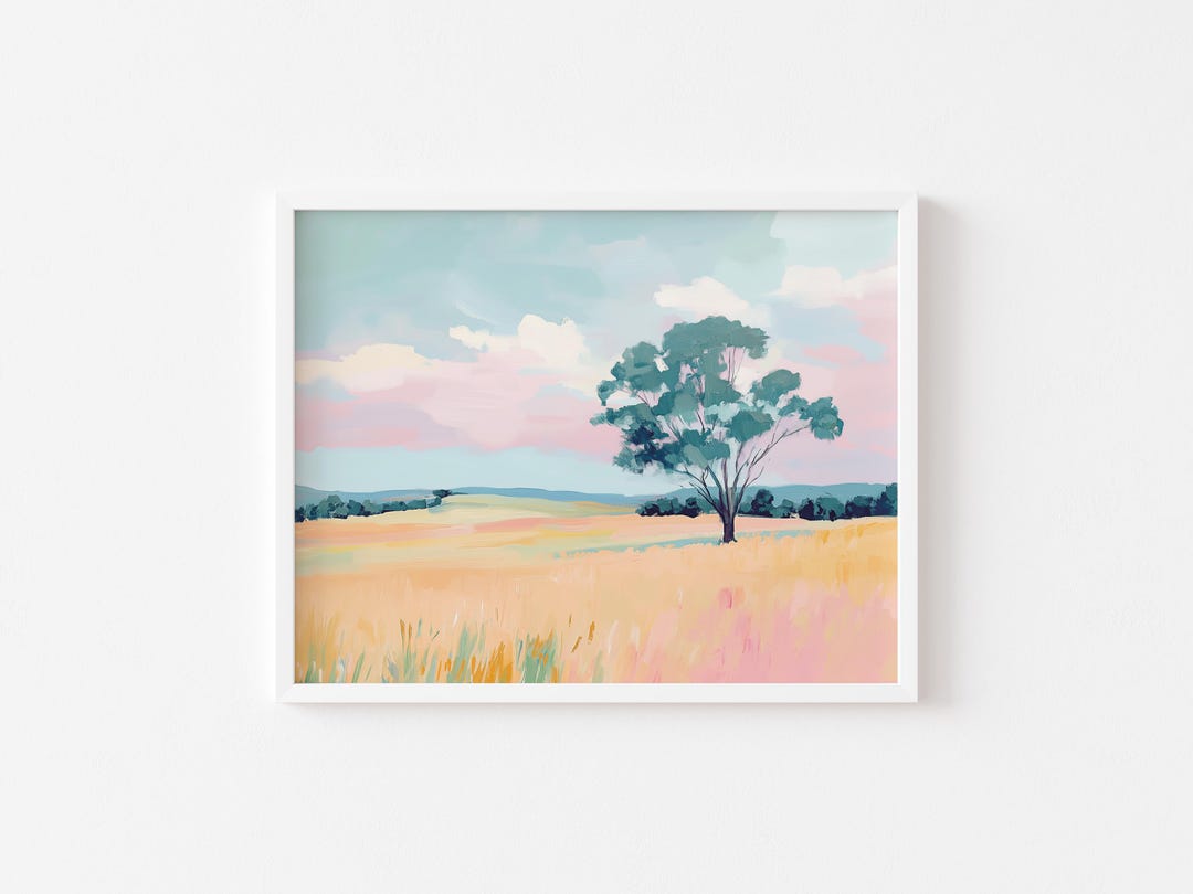 Australian Outback Landscape Pastel Art | Golden Grasses Art, Autumn ...
