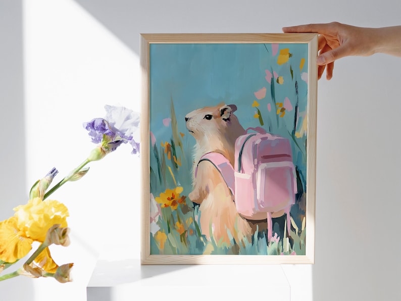 Cute Capybara in Pastel With Pink Travel Backpack | Travel Theme Decor ...