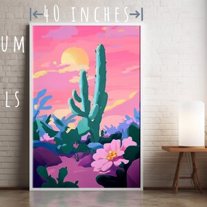 Cactus Sunset Pastel | Saguaro Cactus Art, Cactus Painting, Desert ...