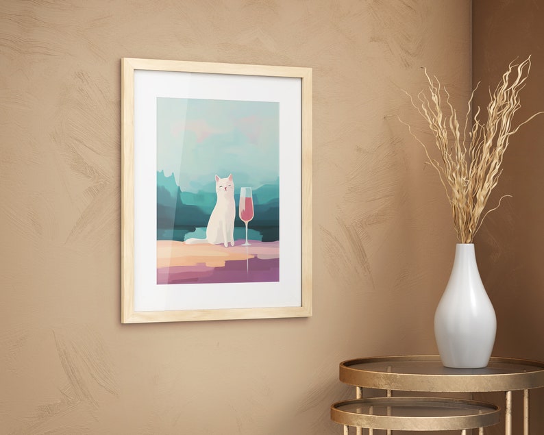 Pastel Cat Elegance, Live Love Laugh, Champagne Wall Art, Bubbly Art ...