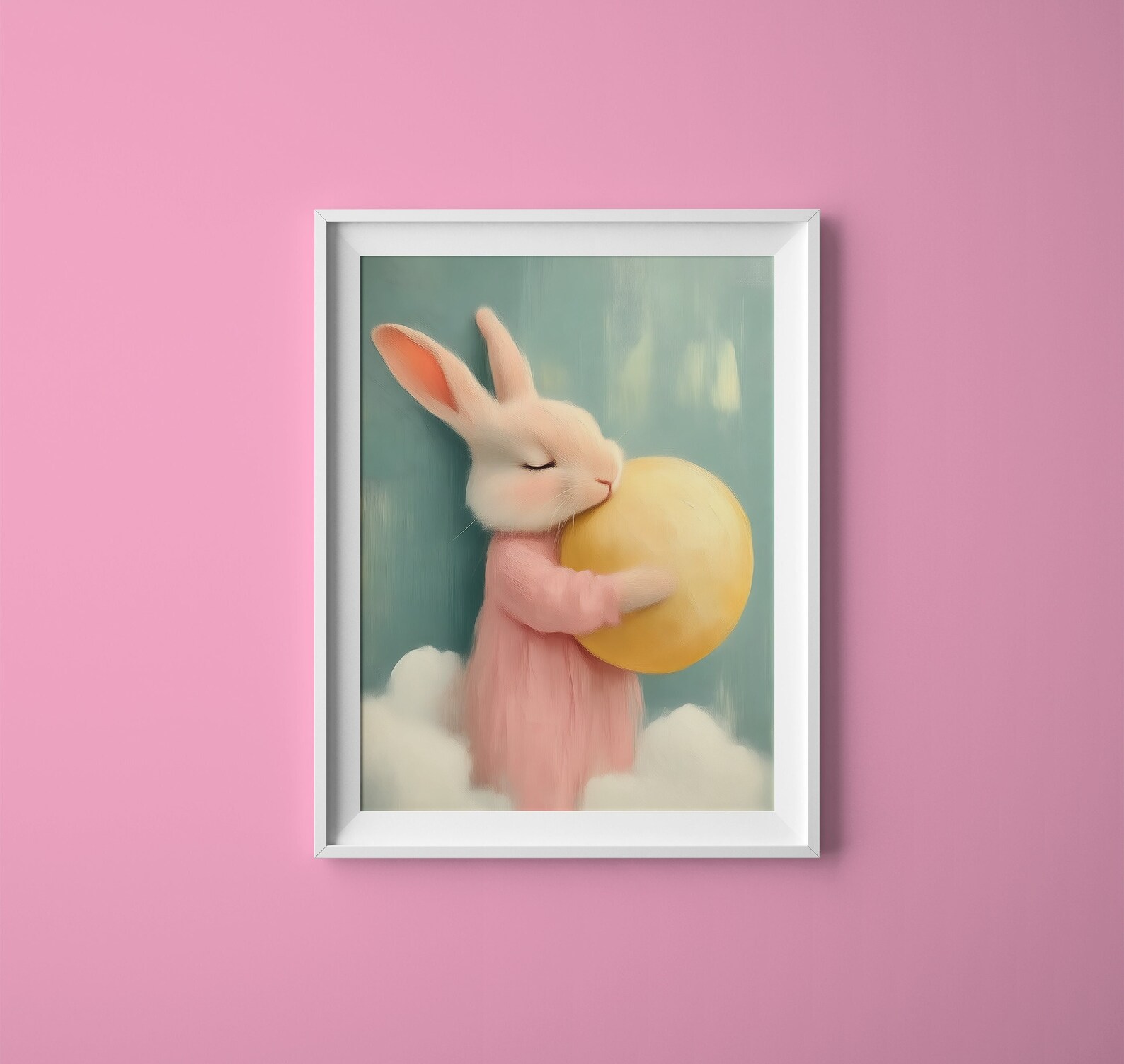 Pastel Ball Bunny, Pink Rabbit Pastel, Pink Rabbit Artwork, Easter ...