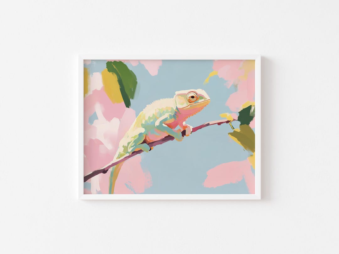 Pastel Chameleon Wall Art | Nature Wall Art, Chameleon Close-up, Pastel ...