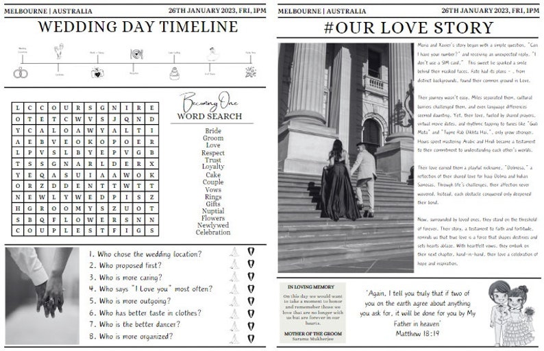 Wedding Newspaper Template Newspaper Infographic Newspaper Program ...