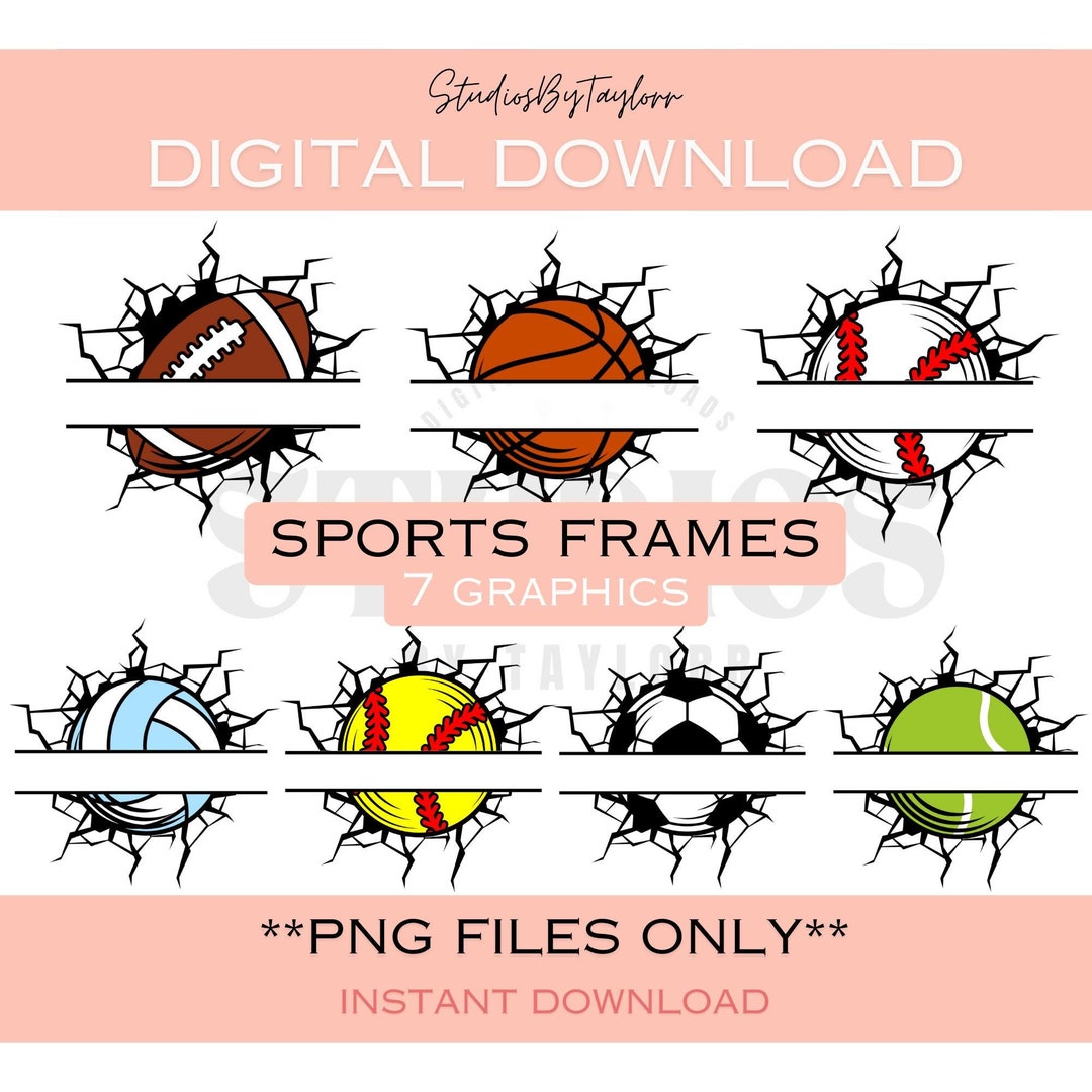 Sports Ball Frames: PNG Graphics (digital Download) - Etsy