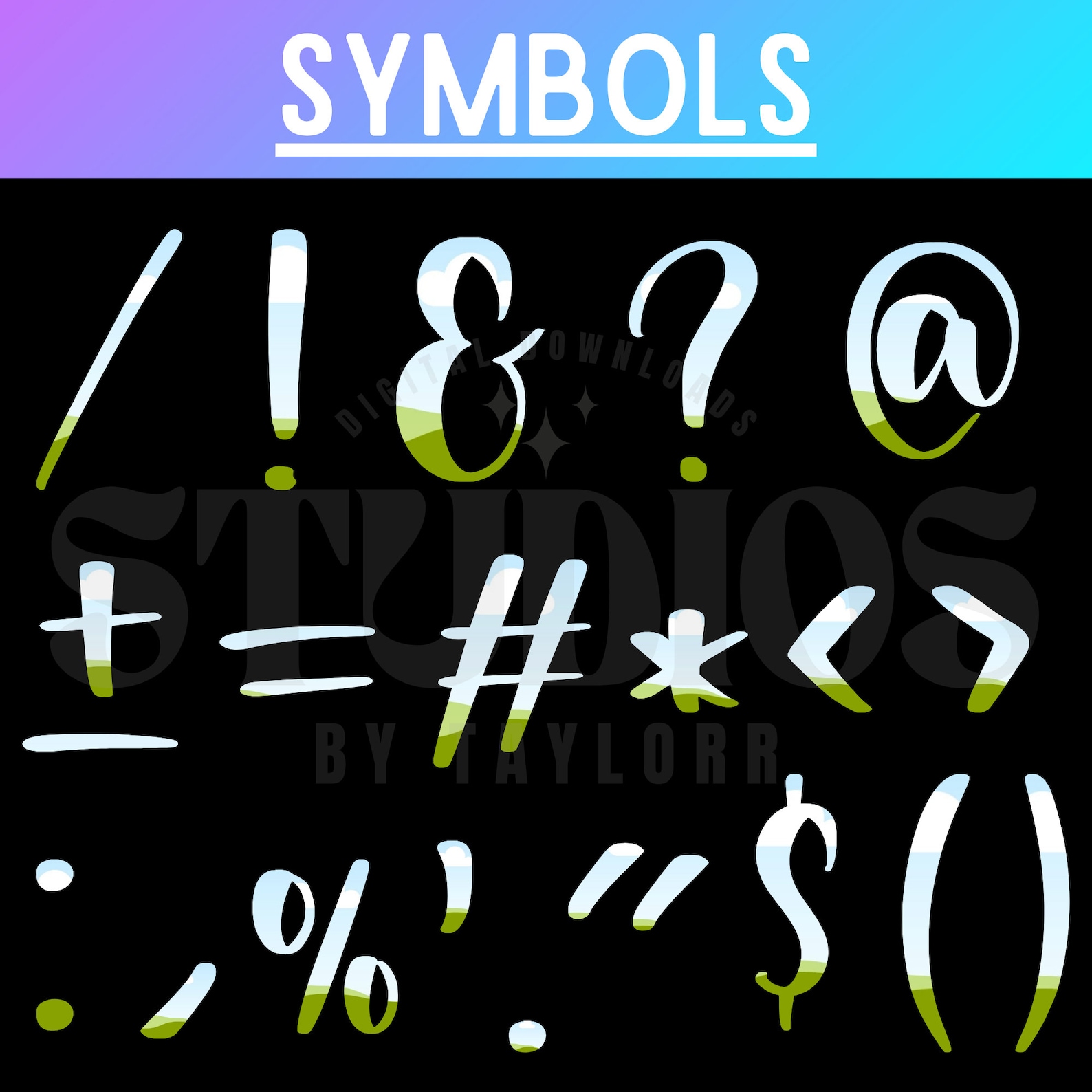 Girly Cursive Canva Font Frame Fill: Script Letters, Numbers, Symbols ...
