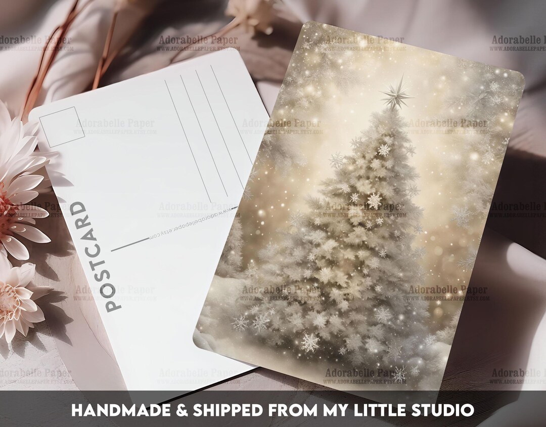 Postcard Print White Silver Christmas Tree | Single Postcard | A6 | 4x6 ...